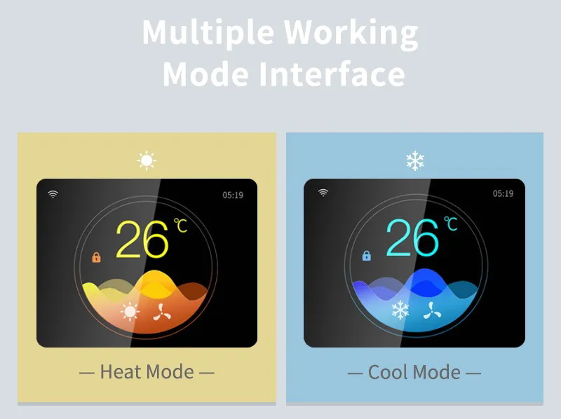 New Arrival Color Display Heating And Cooling FCU Thermostat